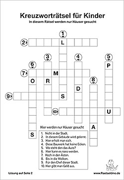 Kinderkreuzwortr tsel Mit L sung Zum Ausdrucken