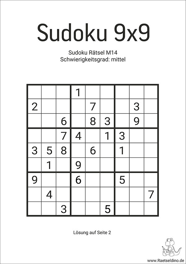 Sudoku Mittel Schwer R tsel Mit L sung